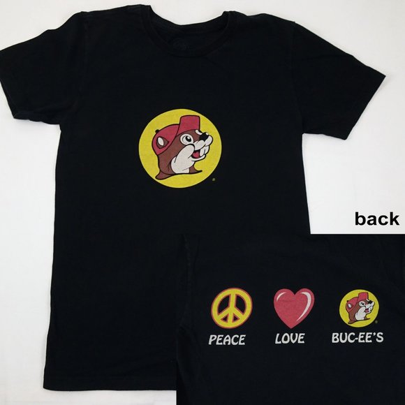 BUC-EE'S | Shirts | Peace Love Bucees Tshirt Small Black Beaver Nuggets ...